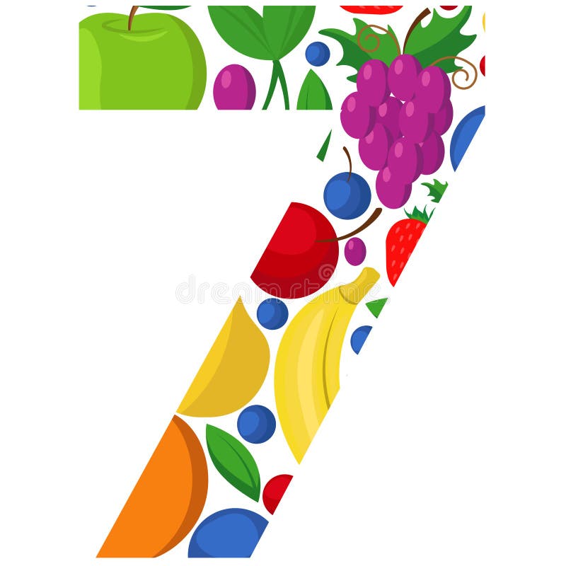 The Vector Number 7 is Made of Ripe Fruit. an Illustration on the Topic ...