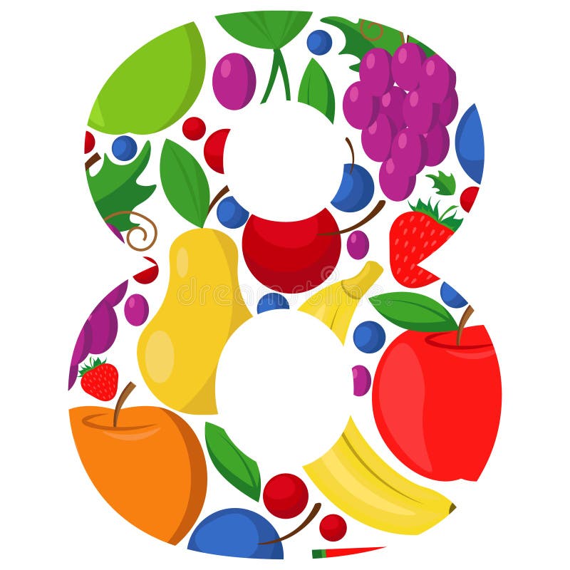 The Vector Number 8 is Made of Ripe Fruit. an Illustration on the Topic ...