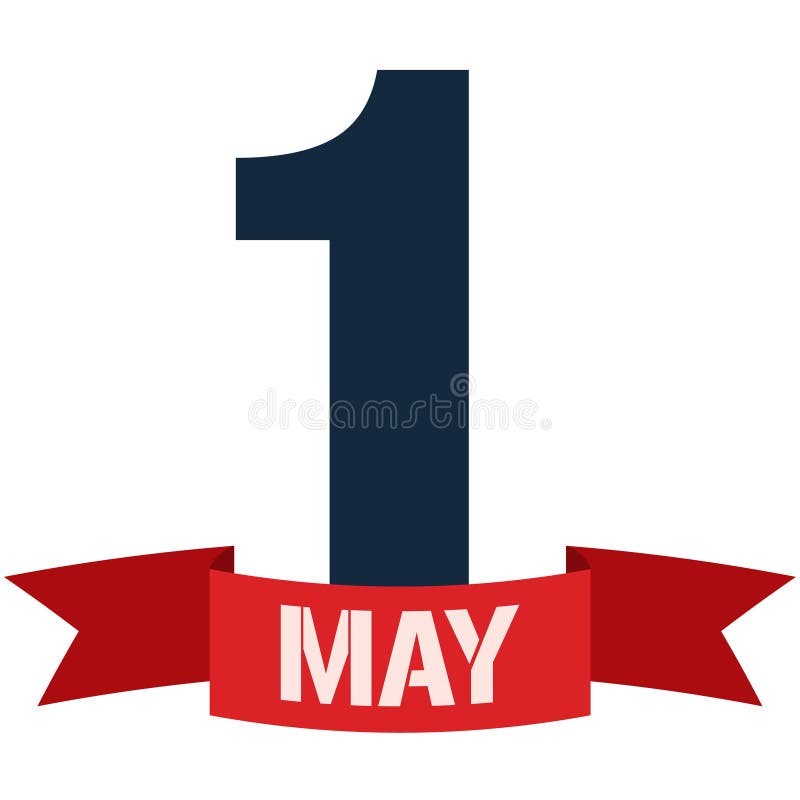 Vector Number May 1 with a Red Ribbon. Stock Vector - Illustration of ...
