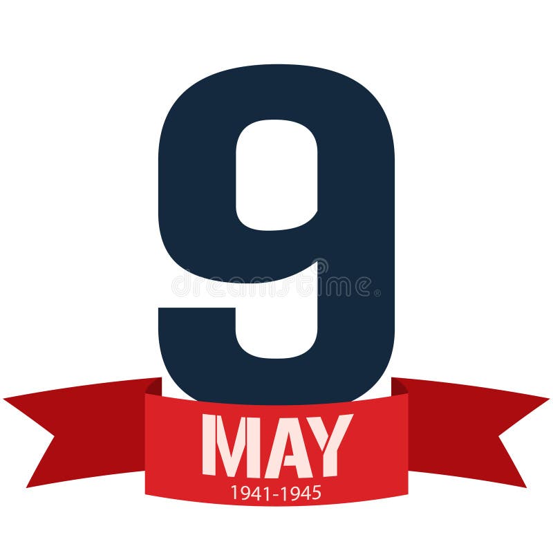 Vector Number May 9 with a Red Ribbon. Stock Vector - Illustration of ...