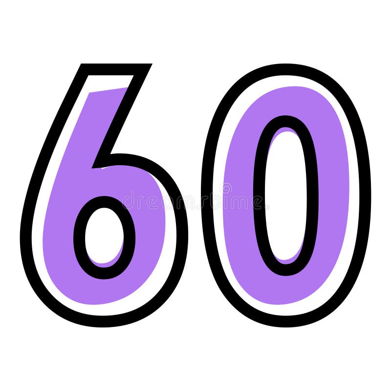 Vector Number 60 with Purple Color and Black Outline Stock Vector ...