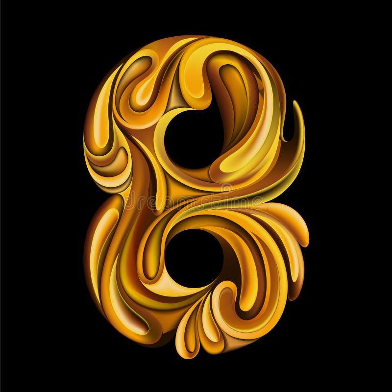 Vector Number 8 in the Style of Liquid Gold. Stock Vector ...