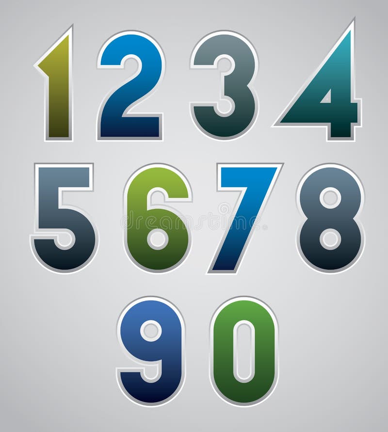 Vector Numbers, Bold Numerals, Made in Web Buttons Style. Stock Vector ...