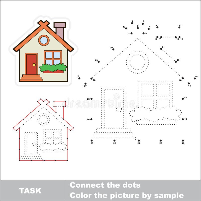 Vector Numbers Game. Cute House To Be Traced. Stock Vector ...