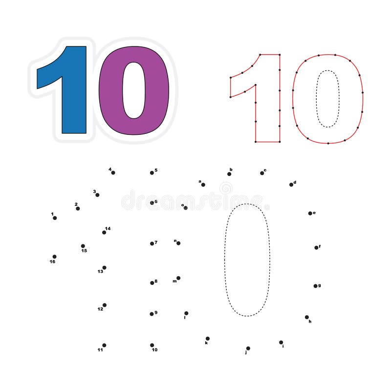 Vector Numbers Game. Dot To Dot. Figure Ten Stock Vector - Illustration ...
