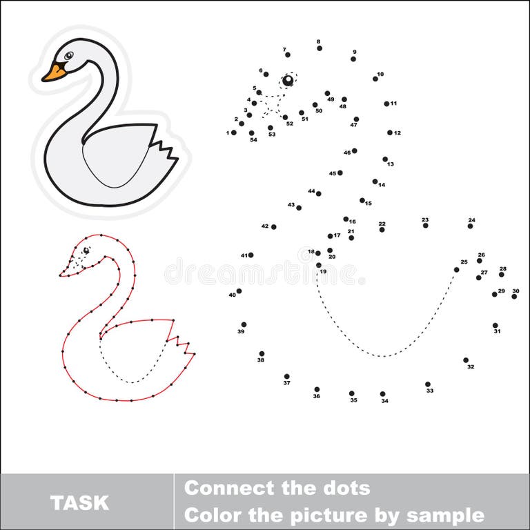 Vector Numbers Game. Swan To Be Traced. Stock Vector - Illustration of ...