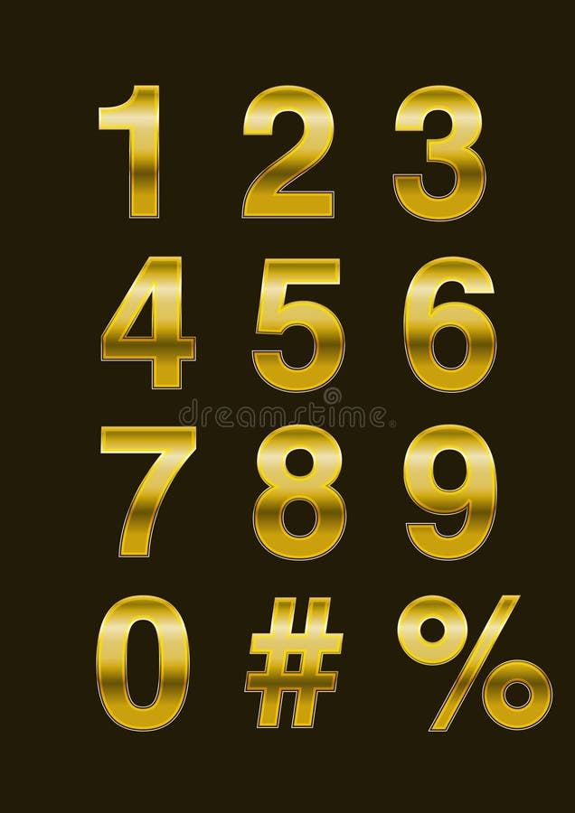 Vector Numbers from gold stock vector. Illustration of shape - 16963674