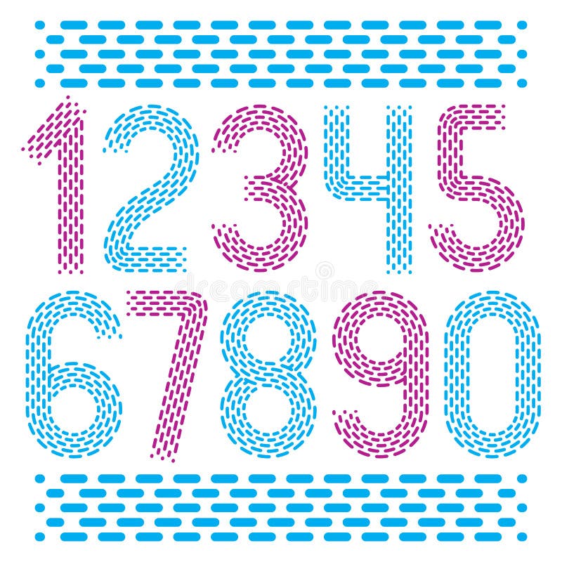 Vector Numbers, Modern Numerals Set. Rounded Bold Retro Numerati Stock ...