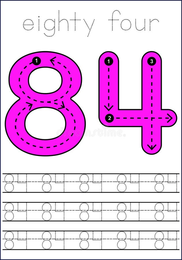Vector Numbers Tracing Worksheet for Kids - Tracing Dashed Lines and ...