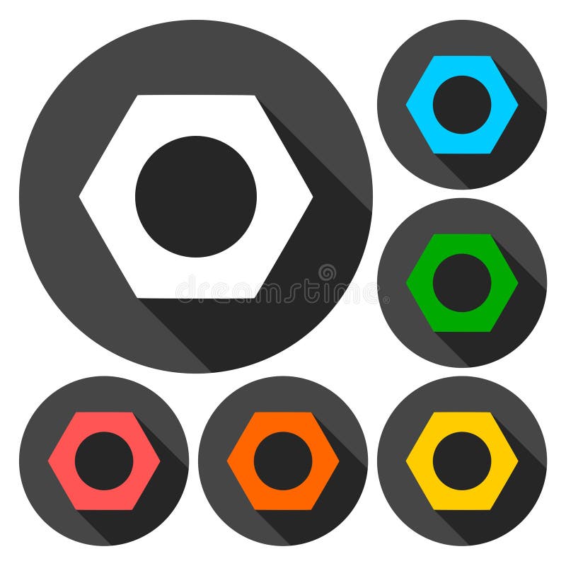 Vector Nut Icons Set with Long Shadow Stock Vector - Illustration of ...