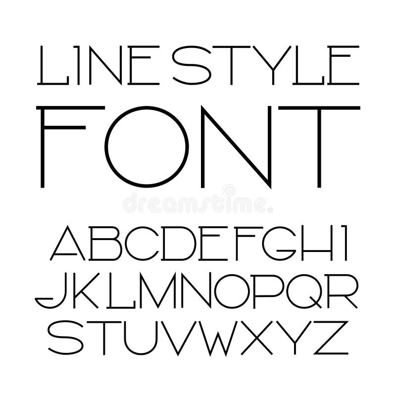 Vector O Alfabeto Simples E Minimalistic Linear Da Fonte - Na Linha ...