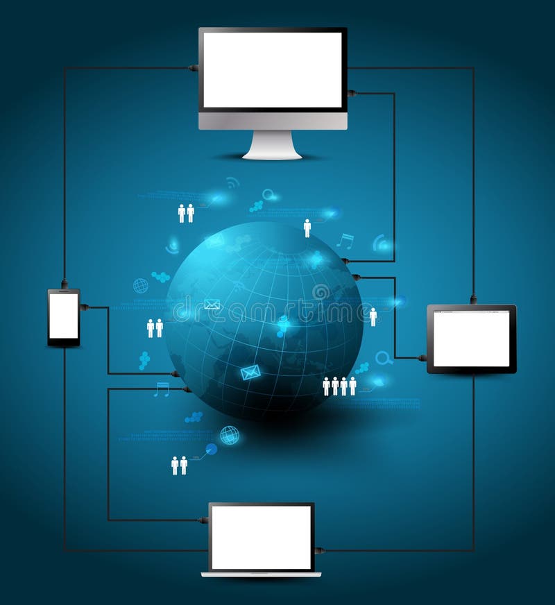 Vector O Diagrama Do Processo Da Rede Informática Da Tecnologia ...