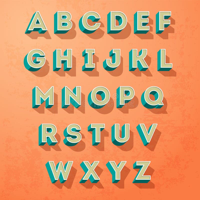 Vector O Estilo Retro Da Cor Das Letras Do Alfabeto, Designe Das Letras ...