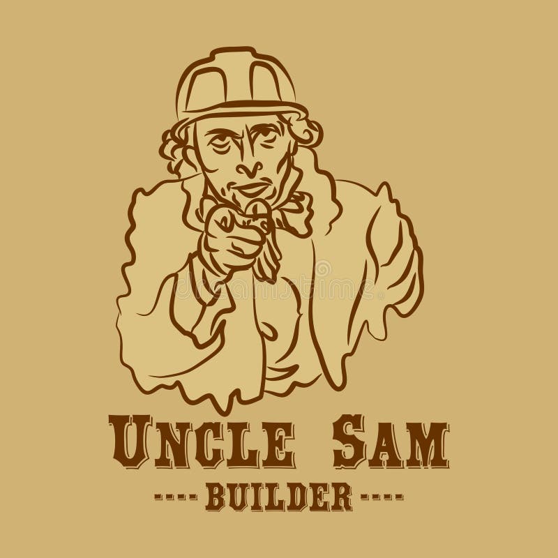 Vector O Retrato De Um Construtor Uncle Sam Em Um Estilo Do Vintage ...