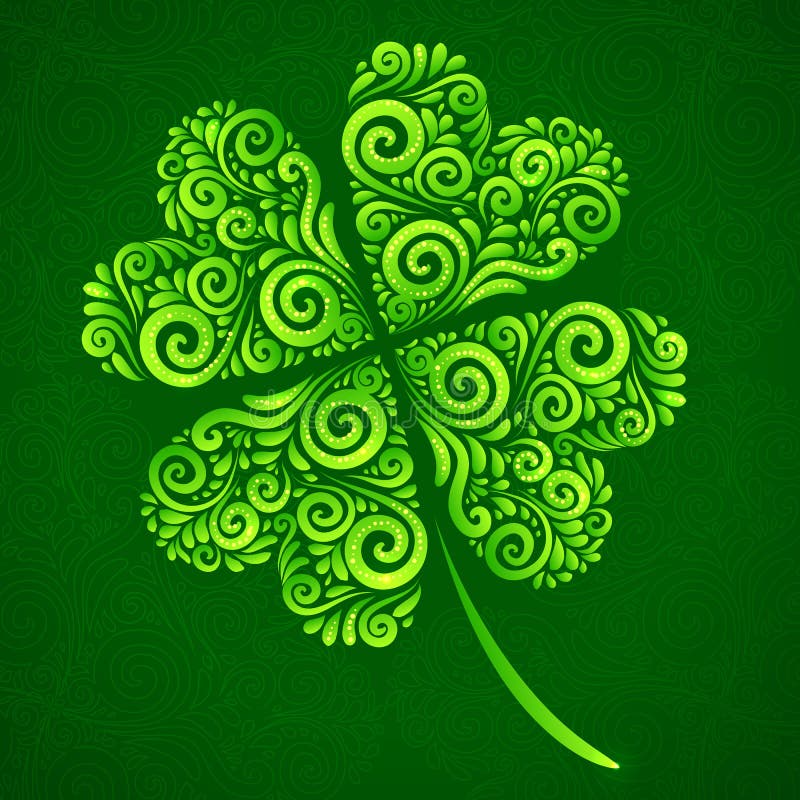 Vector O Trevo Ornamentado Na Obscuridade - Fundo Verde Ilustração do ...