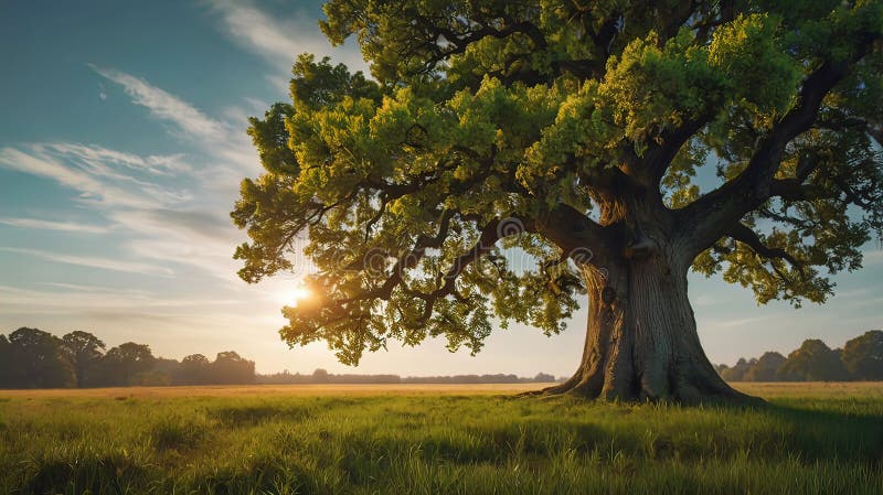 Vector Oak Tree. Vector Illustration of Old Green Oak Tree, Creative ...