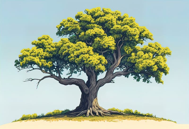 Vector Oak Tree. Vector Illustration of Old Green Oak Tree, Creative ...