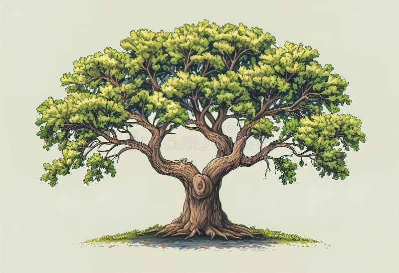 Vector Oak Tree. Vector Illustration of Old Green Oak Tree, Creative ...