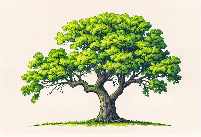 Vector Oak Tree. Vector Illustration of Old Green Oak Tree, Creative ...