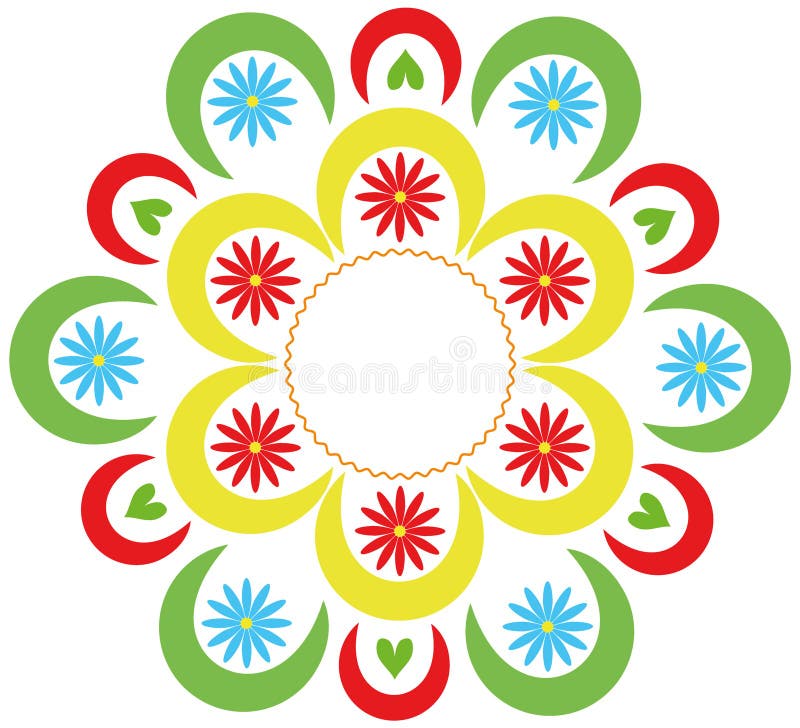Vector Object Colorful Floral Ornament with Frame. Stock Vector ...