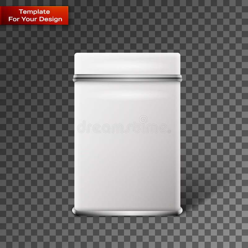 White Square Tin Packaging Tea Coffee Dry Products Stock Vector ...