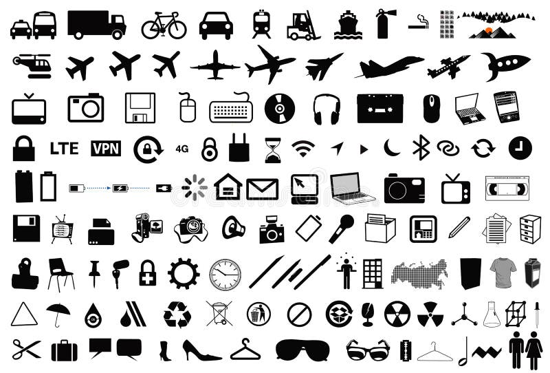 Vector Objects Icons Pictograms Stock Illustration - Illustration of ...