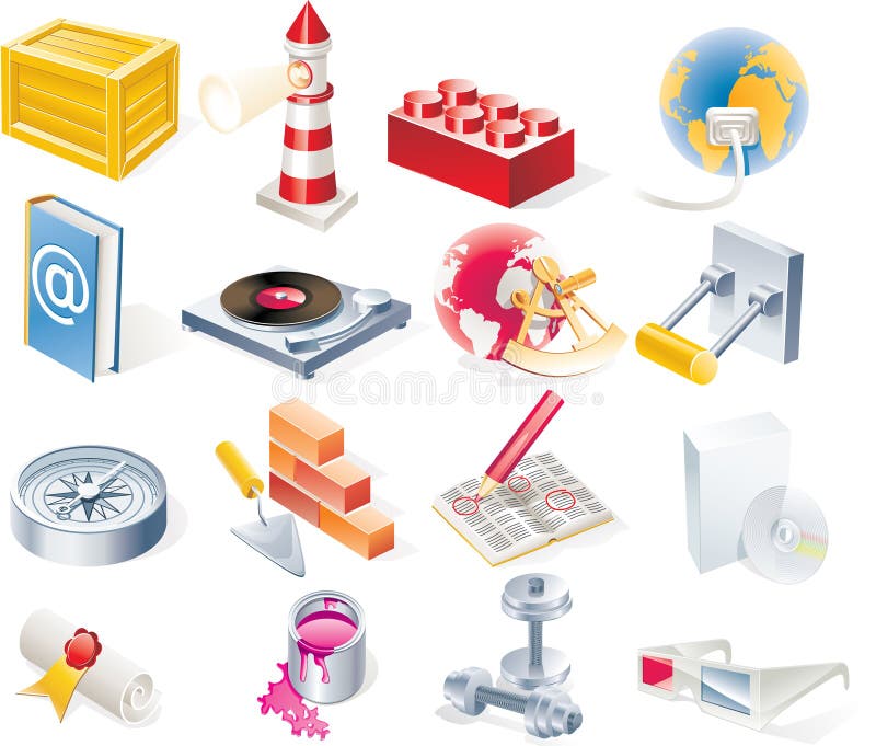 Vector Objects Icons Set. Part 15 Stock Vector - Illustration of paint ...