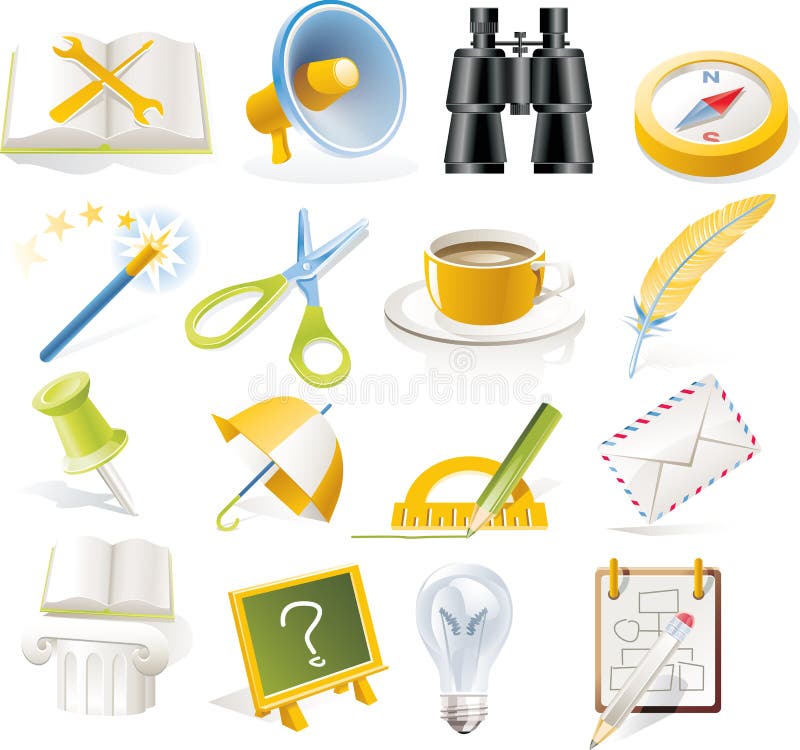 Vector Objects Icons Set. Part 5 Stock Vector - Illustration of mail ...