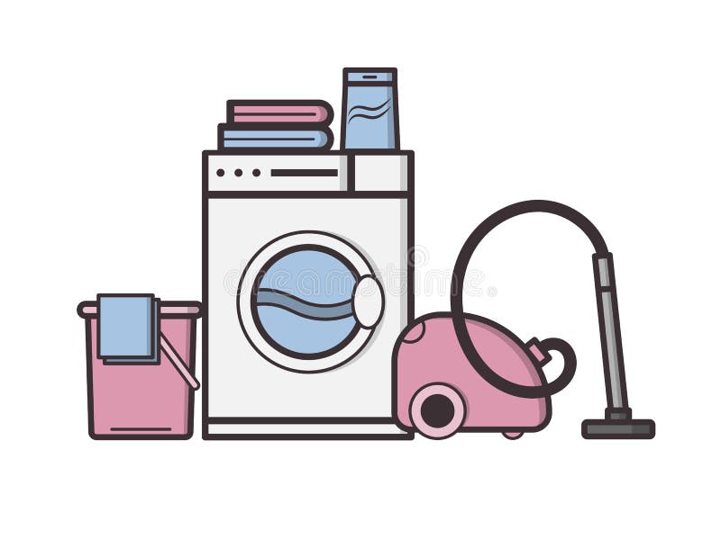 Vector Objects Laundry and Housekeeping. Stock Vector - Illustration of ...