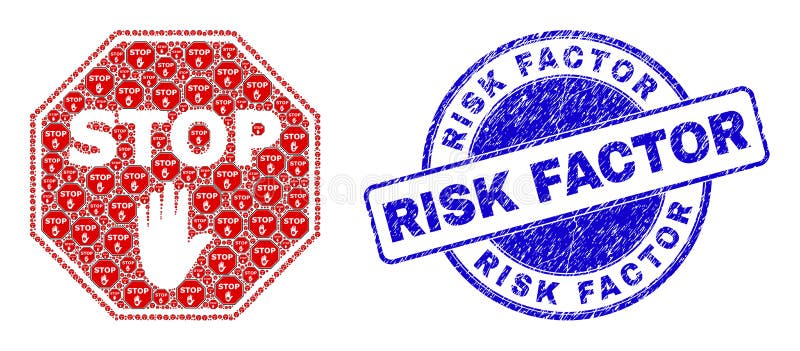 Scratched Risk Factor Seal and Octagon Stop Palm Fractal Collage of ...