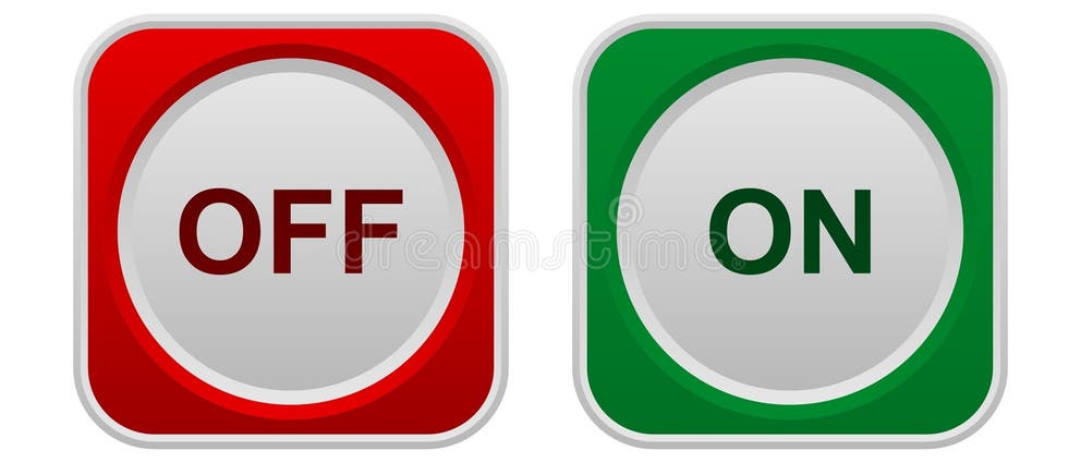 Vector on Off Button Icon in Graphic UI Style with Red and Green Toggle ...