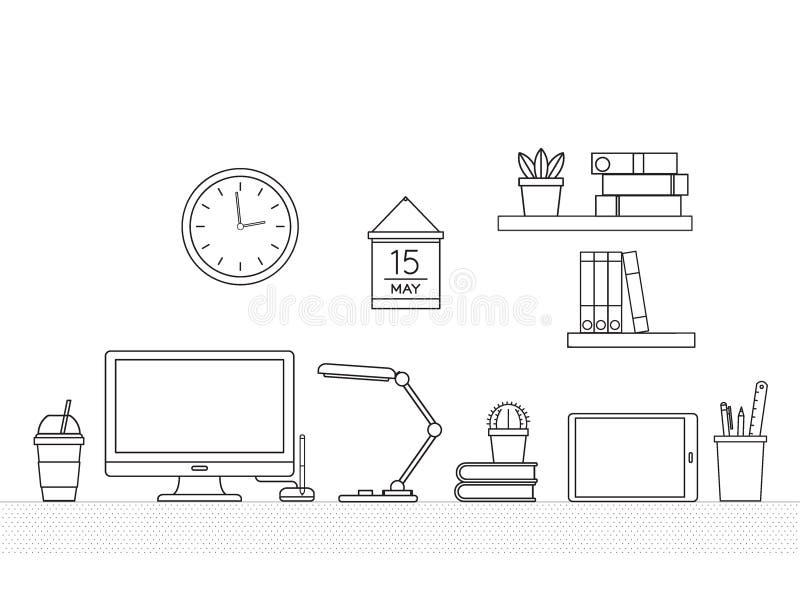 Vector of Office Supplies Equipments Stock Vector - Illustration of ...