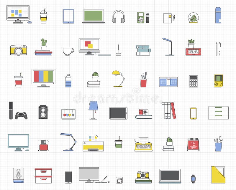 Vector of Office Supplies Illustration Stock Vector - Illustration of ...