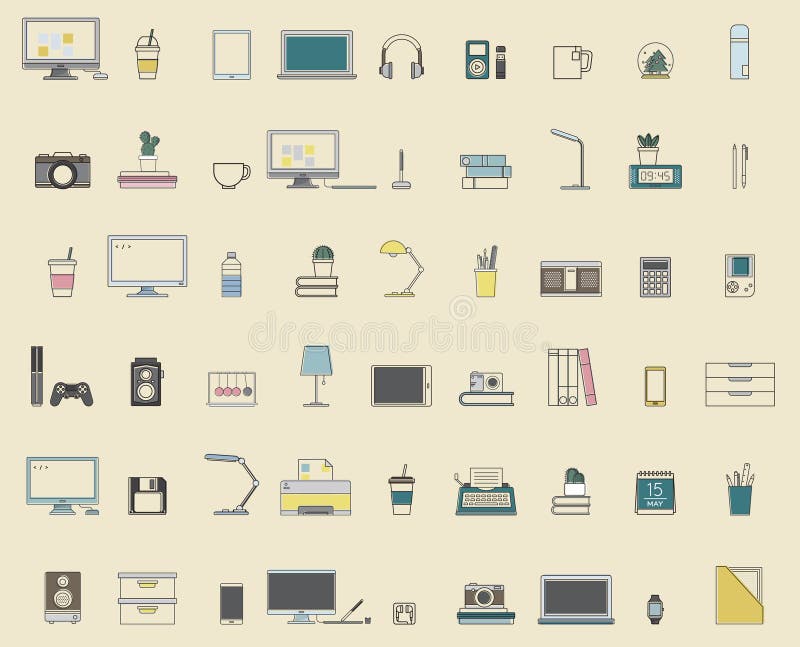 Vector of Office Supplies Illustration Stock Vector - Illustration of ...