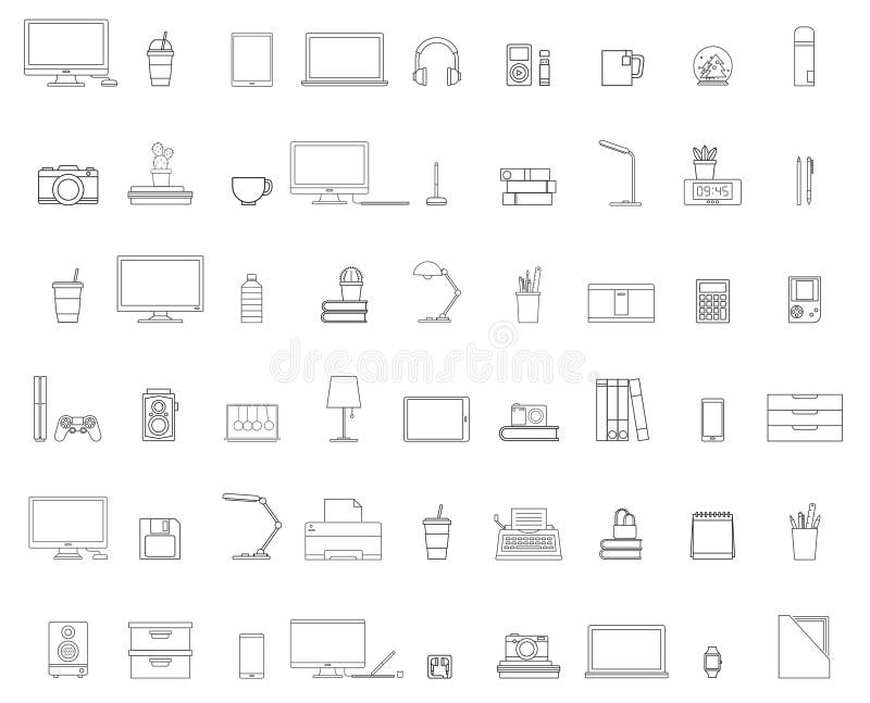 Vector of Office Supplies Equipment Stock Vector - Illustration of ...