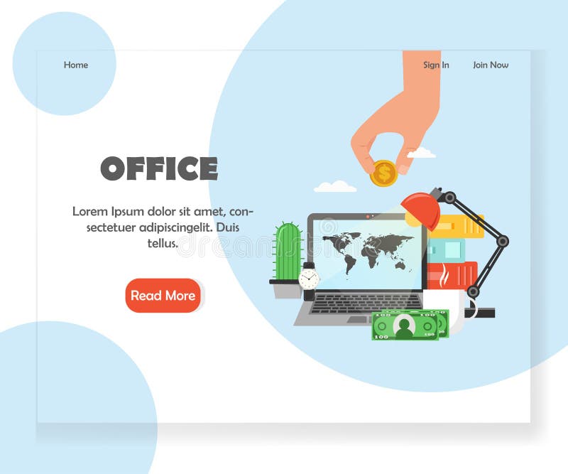 Vector Office Workspace Website Landing Page Design Template Stock ...