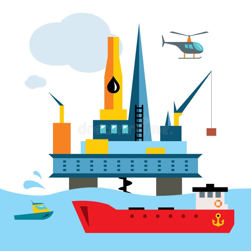 Vector Offshore Drilling Platform. Flat Style Colorful Cartoon ... Vector Offshore Drilling Platform. Flat Style Colorful Cartoon ...