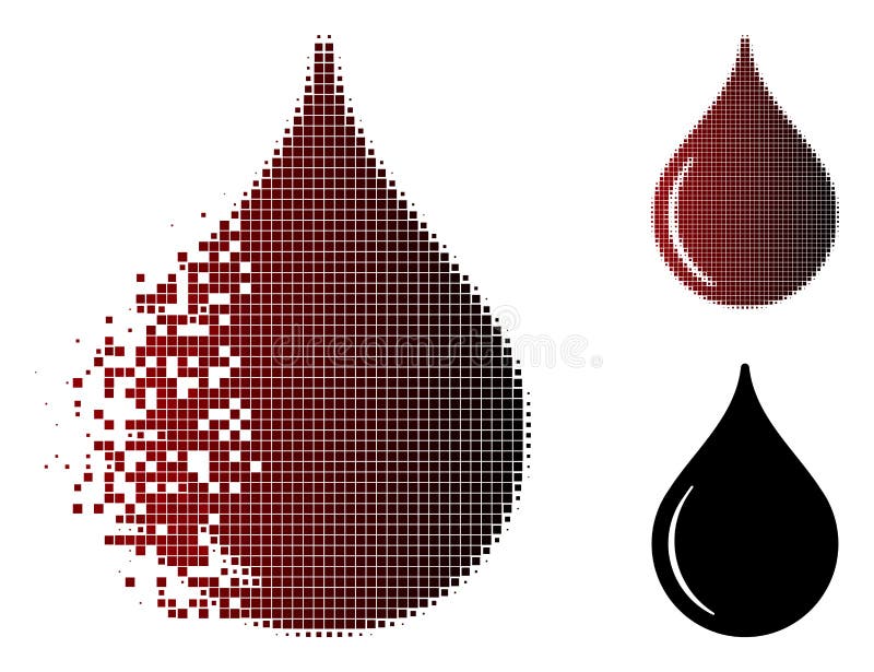 Decomposed Pixel Halftone Oil Drop Icon Stock Vector - Illustration of ...