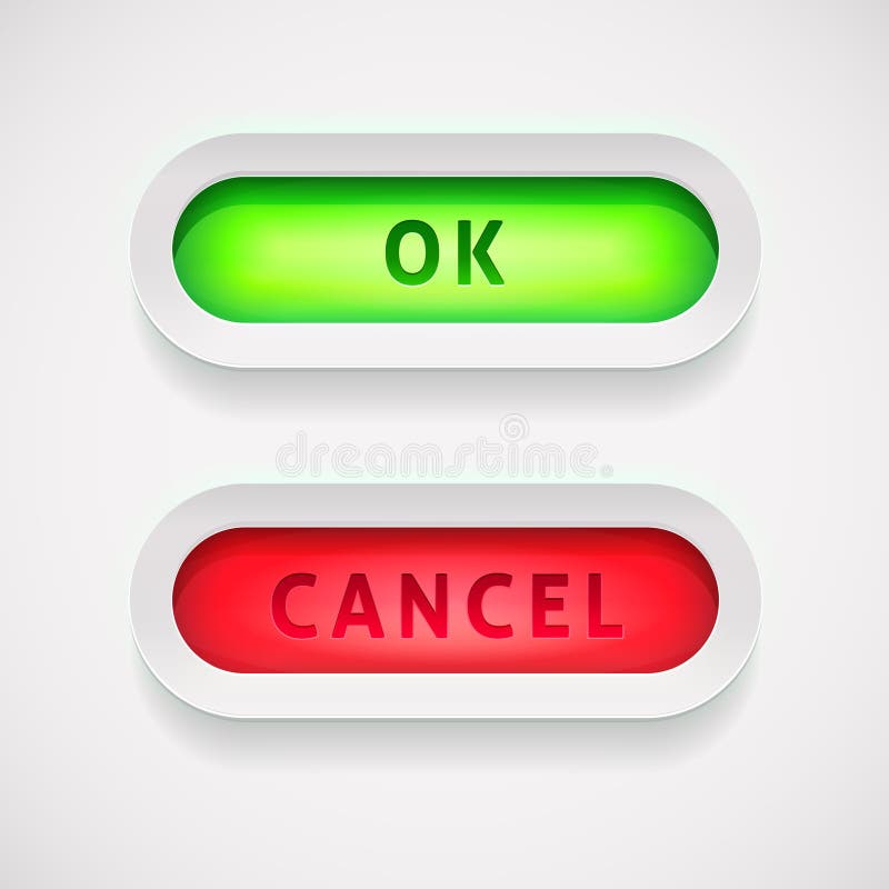 Vector OK and Cancel Button Stock Vector - Illustration of glossy ...