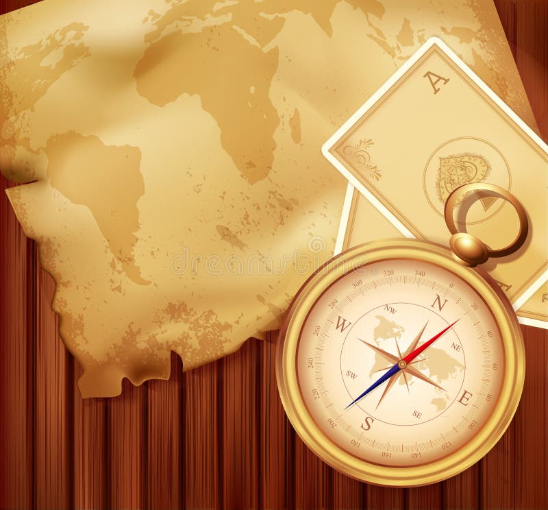 Map and compass stock illustration. Illustration of arrow - 14224076