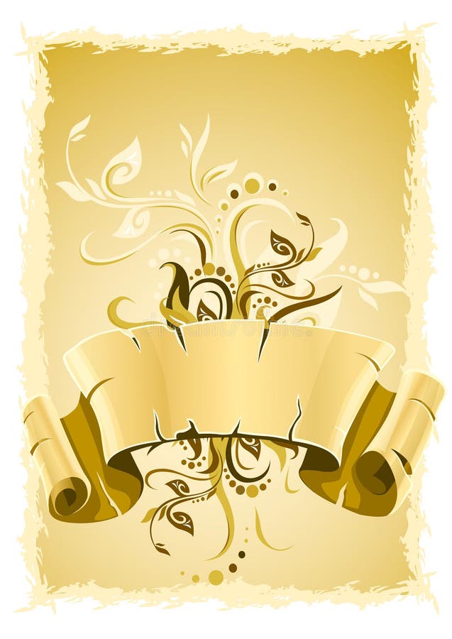 Vector Old Paper Script on Floral Background Stock Vector ...