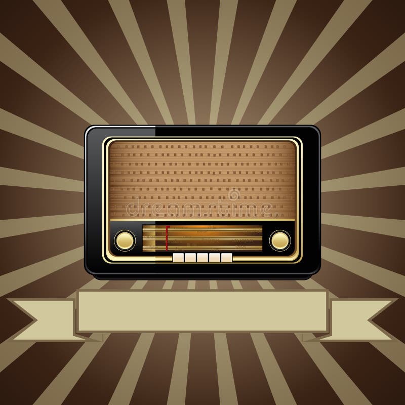 Retro radio stock vector. Illustration of play, label - 8314369