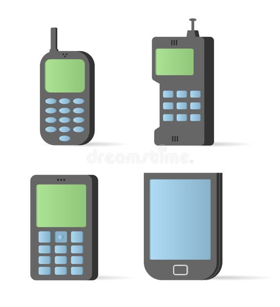 Vector Old Style Mobile Devices Stock Illustration - Illustration of ...