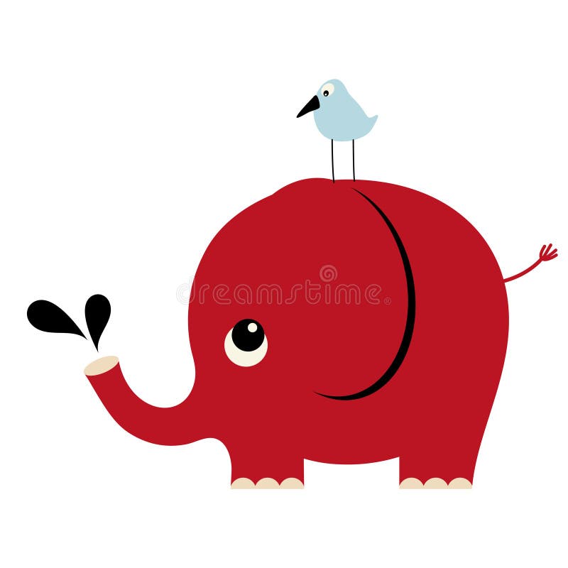 Vector olifant en vogel vector illustratie. Illustration of achtergrond ...