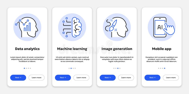 Vector Onboarding Screens of Artificial Intelligence Stock Illustration ...