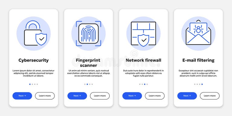 Vector Onboarding Screens of Cybersecurity Stock Vector - Illustration ...
