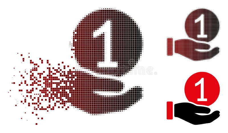 Broken Pixel Halftone One Coin Payment Icon Stock Vector - Illustration ...