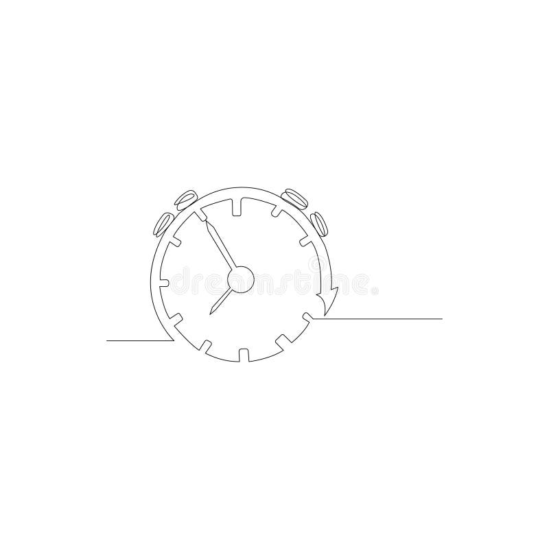 Vector in One Continuous Line Drawing of Analog Clock Minimalism ...