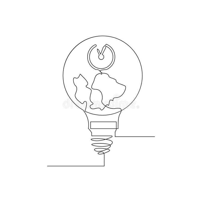 Vector in One Continuous Line Drawing Earth Hour Creativity Concept ...