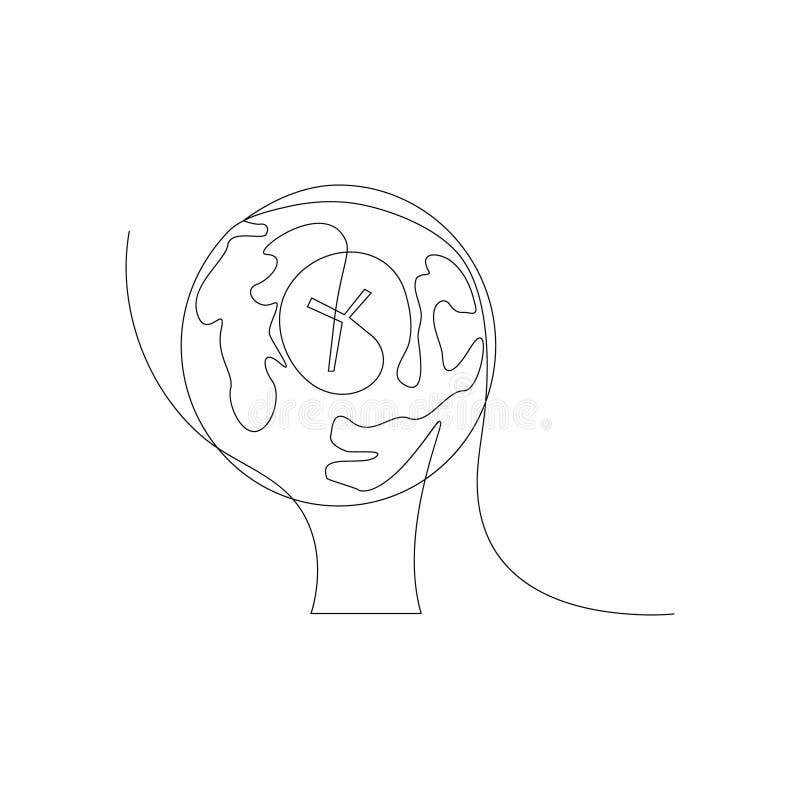 Vector in One Continuous Line Drawing Earth Hour Creativity Concept ...